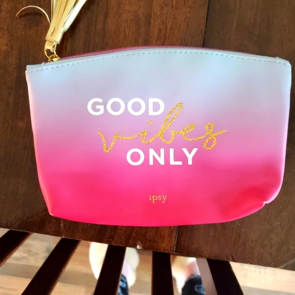 ipsy | Bags | Ipsy Good Vibes Only Pink Blue Gold Small Bag | Poshmark